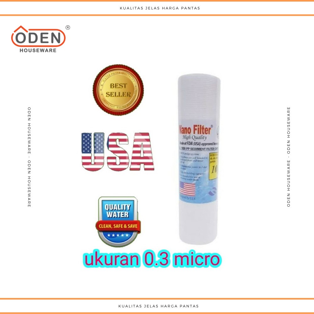 Jual Nano Filter Cartridge / Water Filter 10 " 0,3 u (mikron) | Shopee ...