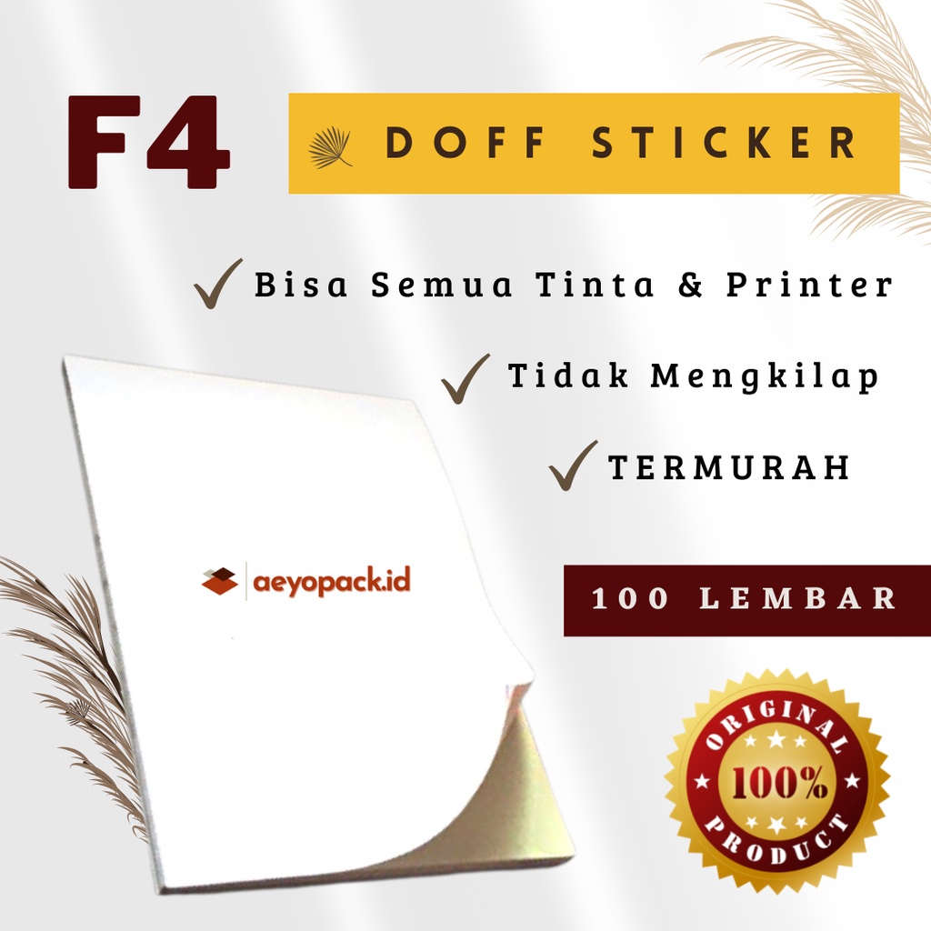 Jual Kertas Sticker HVS Doff F4 isi 100 Lembar | Shopee Indonesia