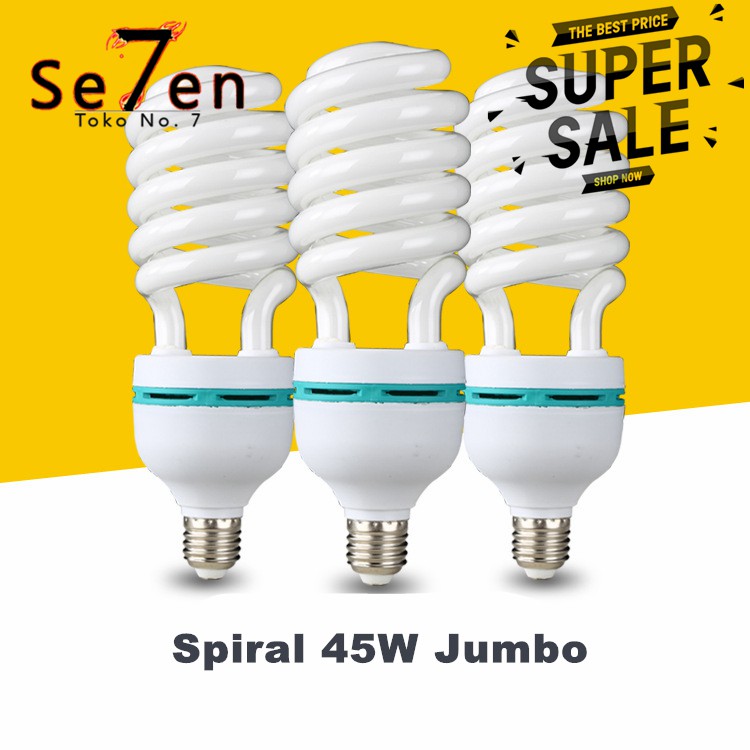 Jual Lampu Hemat Energi Termurah PLC Spiral 45 Watt Jumbo Super Terang | Shopee Indonesia