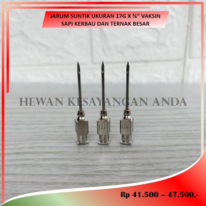 Jual Jarum Suntik Hewan Ternak Besar Ukuran 17G Vaksin Sapi Kerbau ...