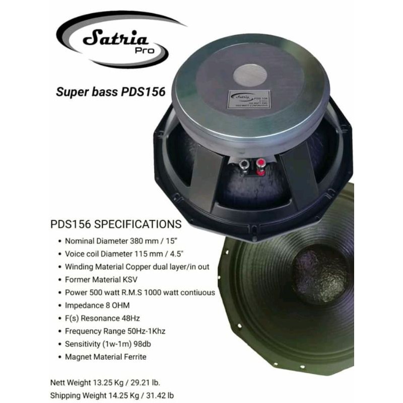 Jual SPEAKER SATRIA PRO SPEAKER PDS156 ORIGINAL BY SATRIA PRO | Shopee ...