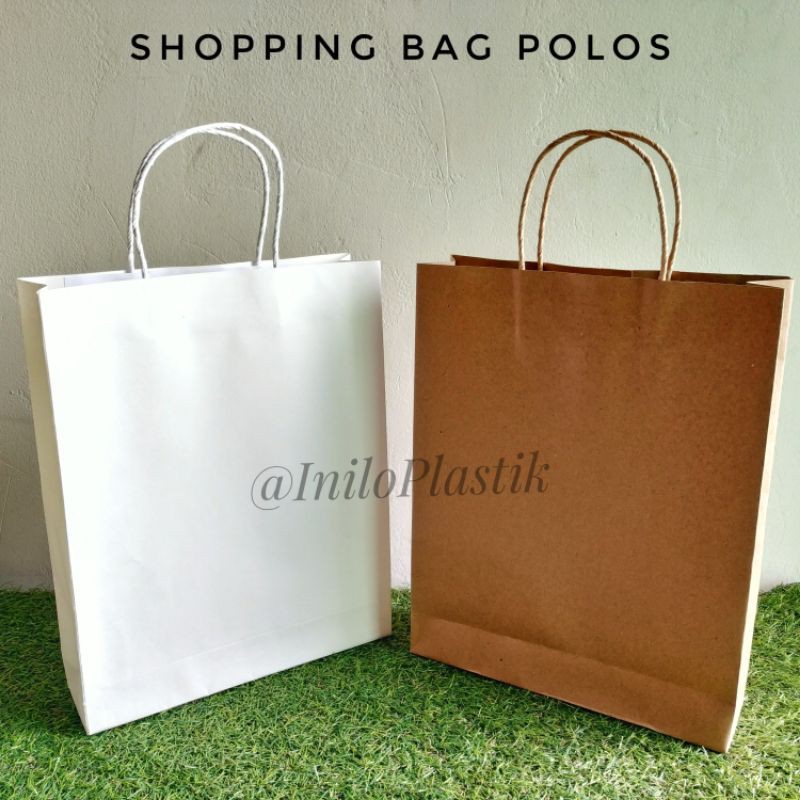 Jual Paper Bag Polos / Shopping Bag / Goodie Bag 26x33+7cm @1pack ...