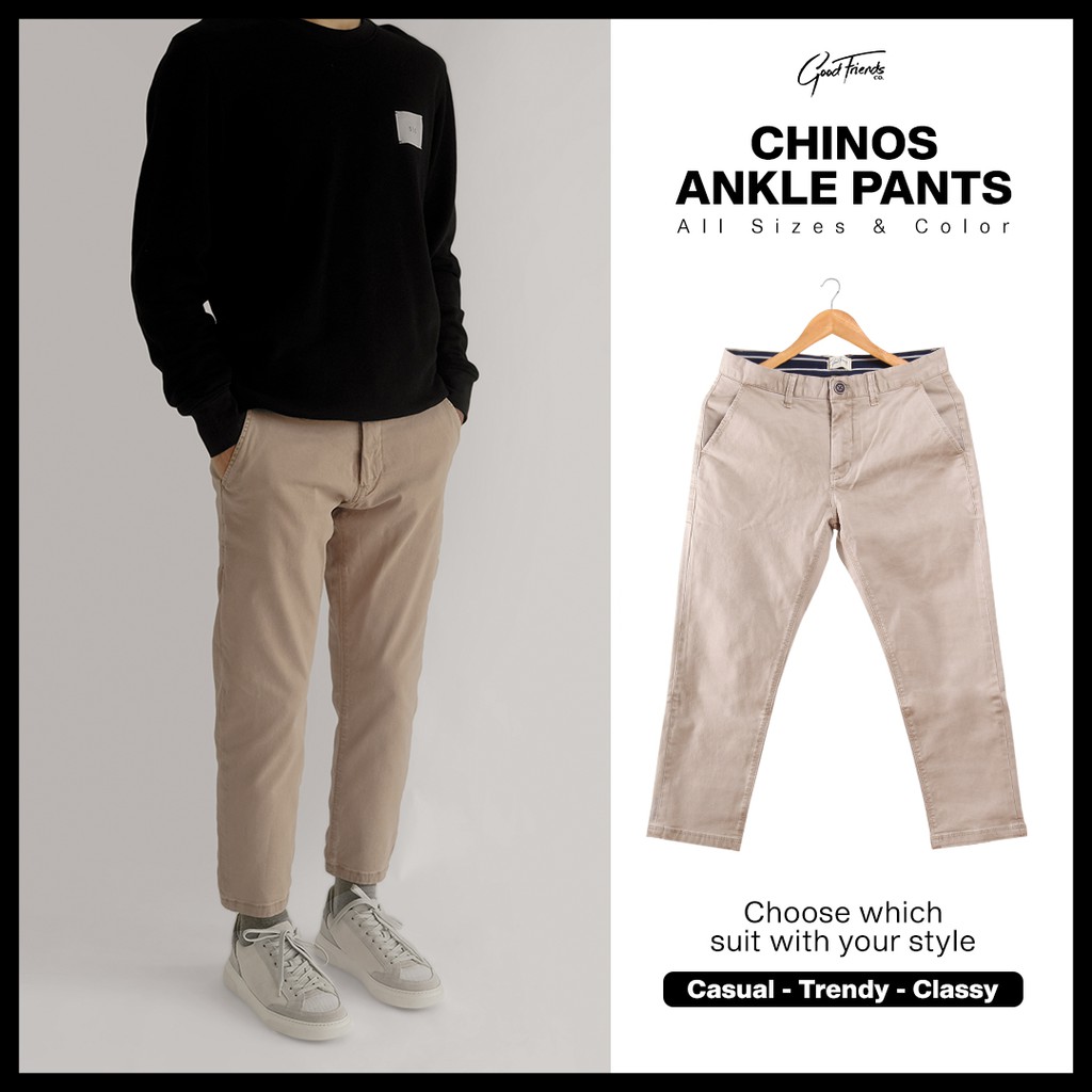 Jual GOODFRIENDS Celana Ankle Pants CHINOS Khaki | Shopee Indonesia