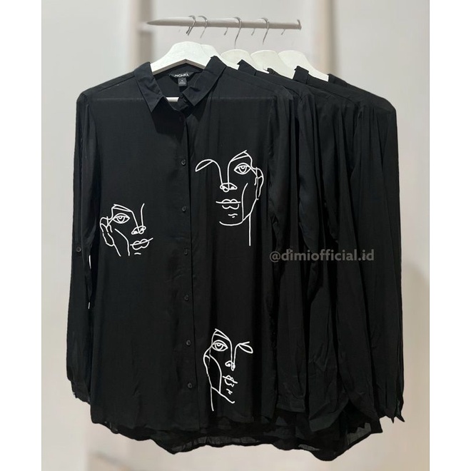 Jual Kemeja Hitam The Face by MNKL | Shopee Indonesia