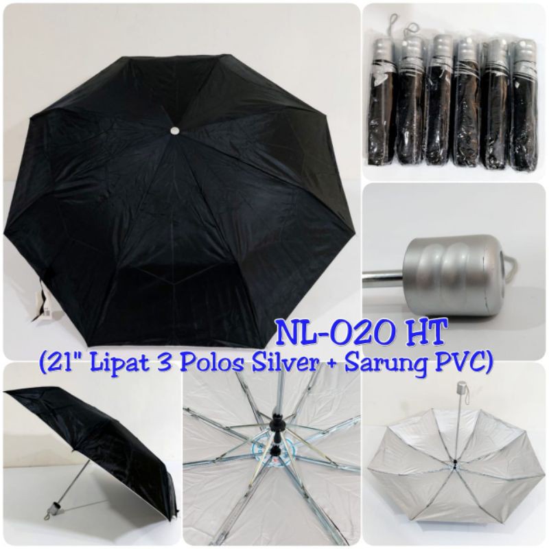 Jual FELWINSHOP Payung Lipat 3 Khusus Warna Hitam Payung Polos Payung ...