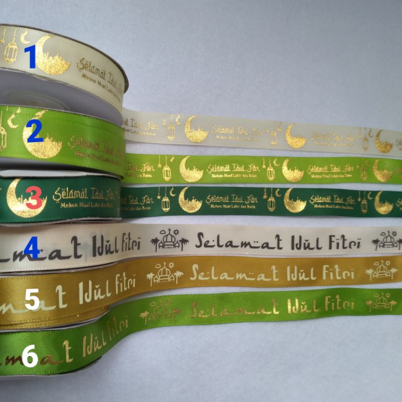 Jual Pita Lebaran Idul Fitri Satin 3/4 inch 2cm per Roll | Shopee Indonesia