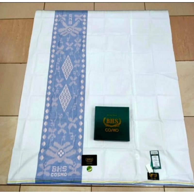 Jual SARUNG TENUN BHS COSMO PUTIH POLOS TUMPAL | Shopee Indonesia