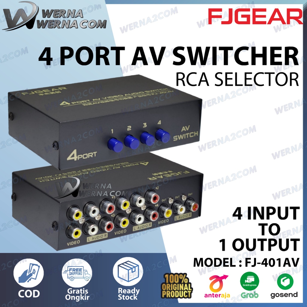 Jual FJGEAR AV RCA Switch 4 Port Audio Video switch FJ-401AV | Shopee Indonesia