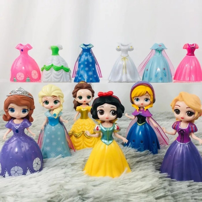 Jual DISNEY PRINCESS FIGURE SET JUMBO SIZE DRESS CLIP ON 6 FIGURE 12 ...