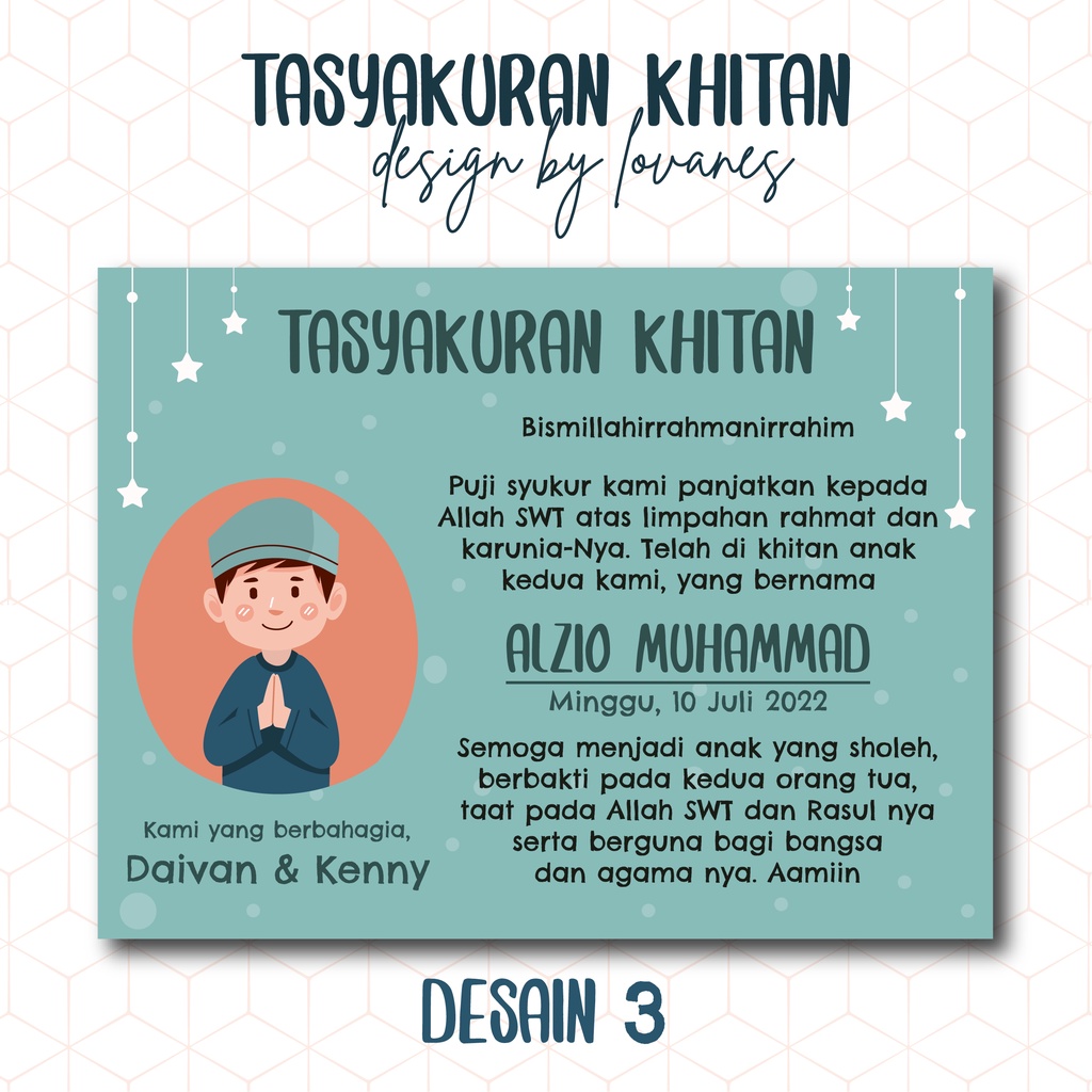 Jual Stiker / Kartu Label Syukuran Khitanan - Tasyakur Walimatul Khitan ...