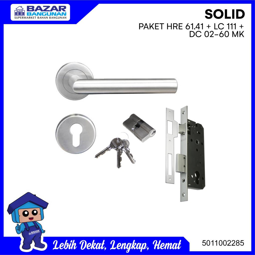 Jual Solid - Paket Gagang Pintu / Handle Set Hre 61.41 Hre61.41 Us26D ...