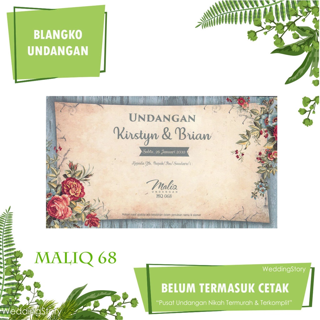 Jual Blangko Undangan Nikah Maliq 68 Design Menarik Harga Murah ...
