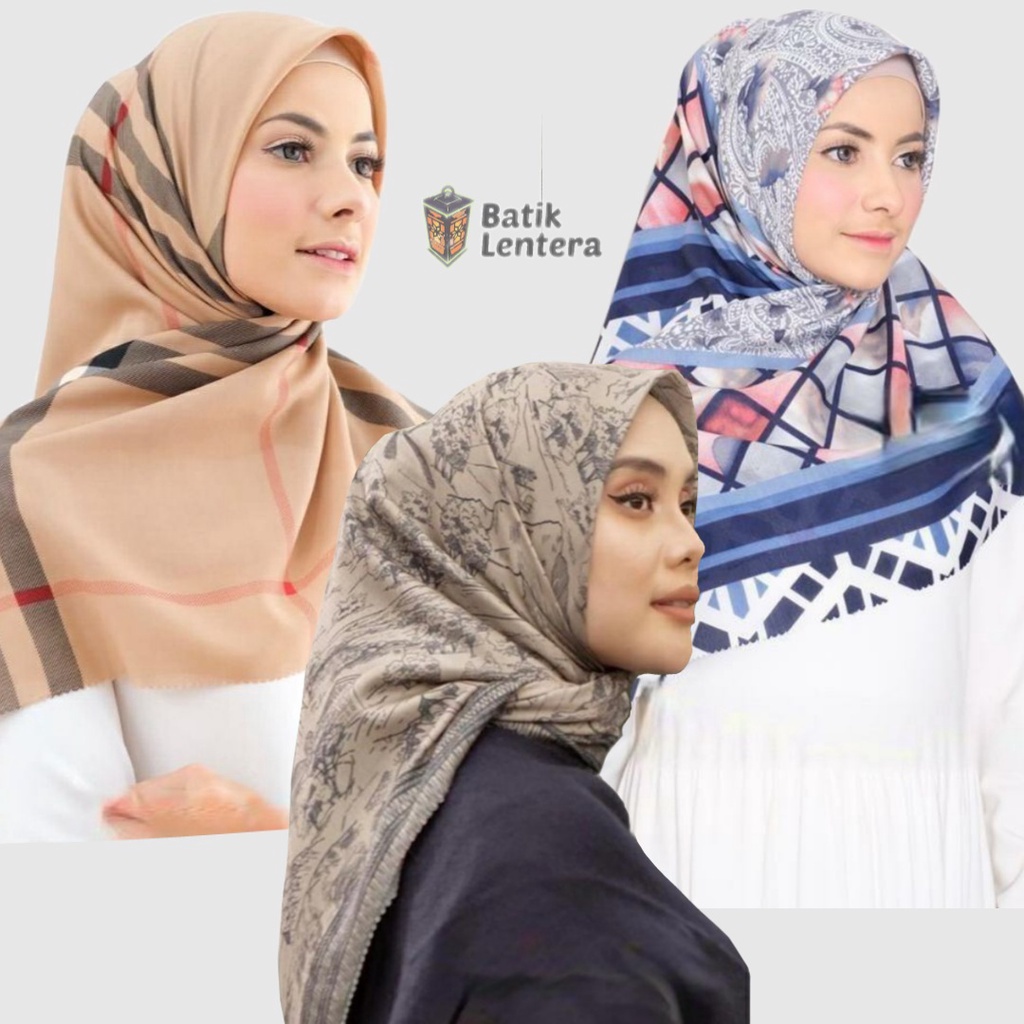 Jual Hijab Kerudung Jilbab Pashmina Segiempat Motif Batik Bahan Voal ...