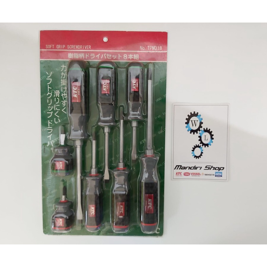 Jual OBENG SET 8 PC KTC ORIGINAL JAPAN GAGANG KARET KODE TPMD18 | Shopee Indonesia