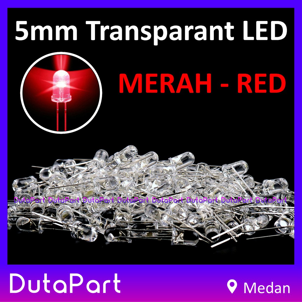 Jual LED 5mm MERAH RED Transparant Bening F5 LED Dioda KUALITAS BAGUS ...