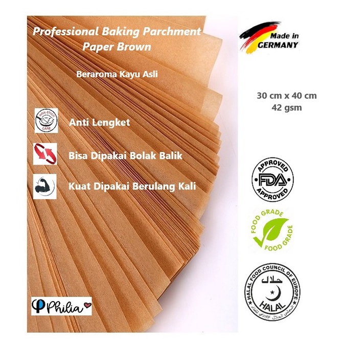 Jual Premium 30x40 | 20x60 cm | Baking Parchment Brown Paper Impor ...