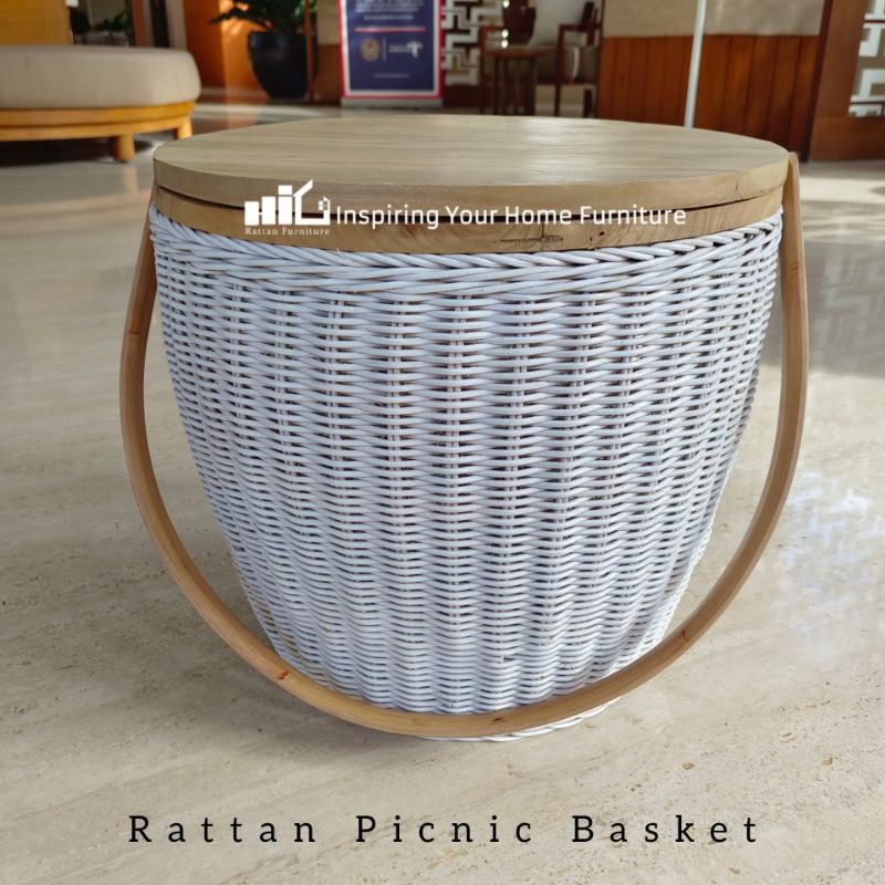 Jual Picnic Rattan Basket White Insulated Keranjang Piknik Rotan ...