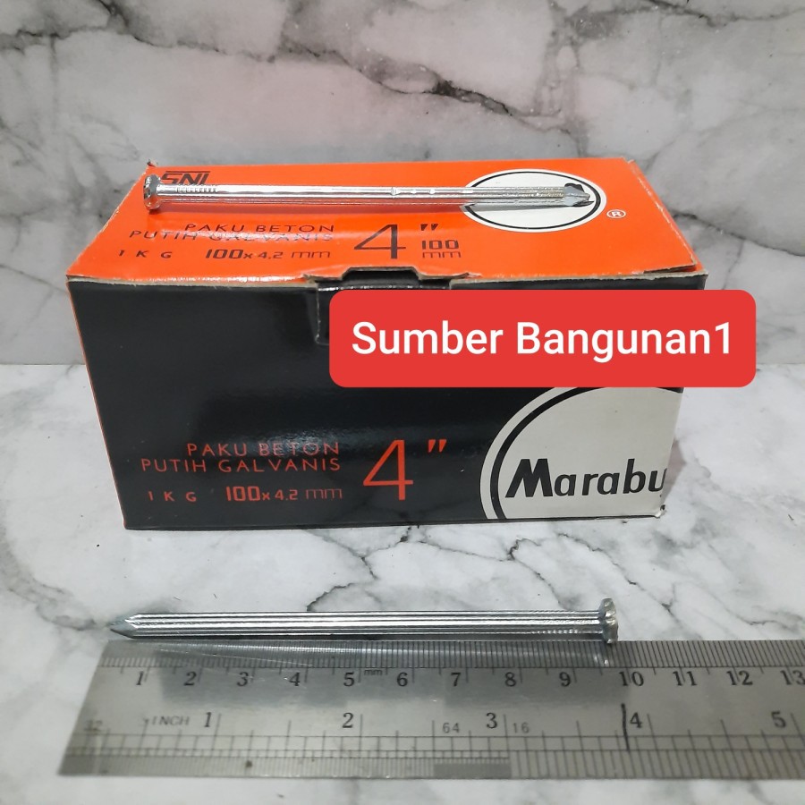 Jual Paku beton Marabu 4" panjang 10cm 1 kotak paku tembok 10 cm | Shopee Indonesia