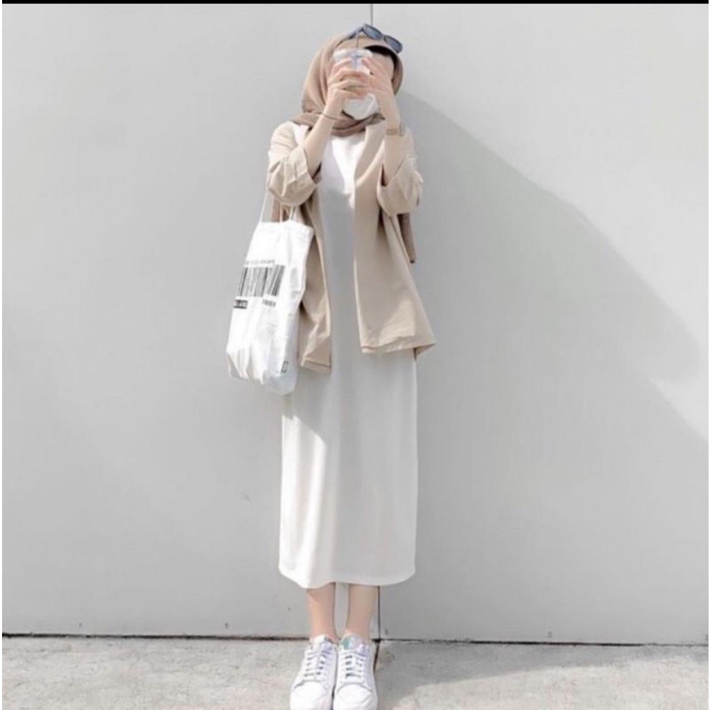 Jual Inner Dress Span Scuba Polos Gamis Tanpa Lengan Premium Candy ...