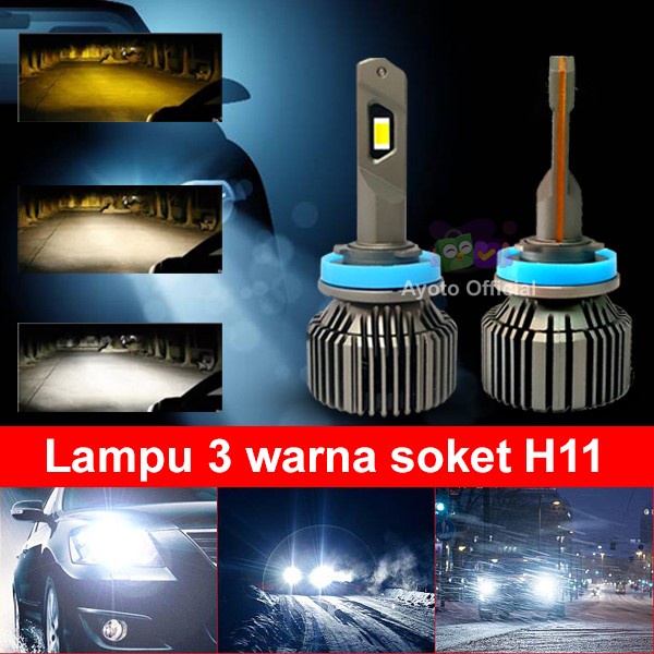 Jual Sepasang 2 Pcs Lampu Mobil LED AYOTO A3 H11 6000k, 45W, 10.000 lumens | Shopee Indonesia