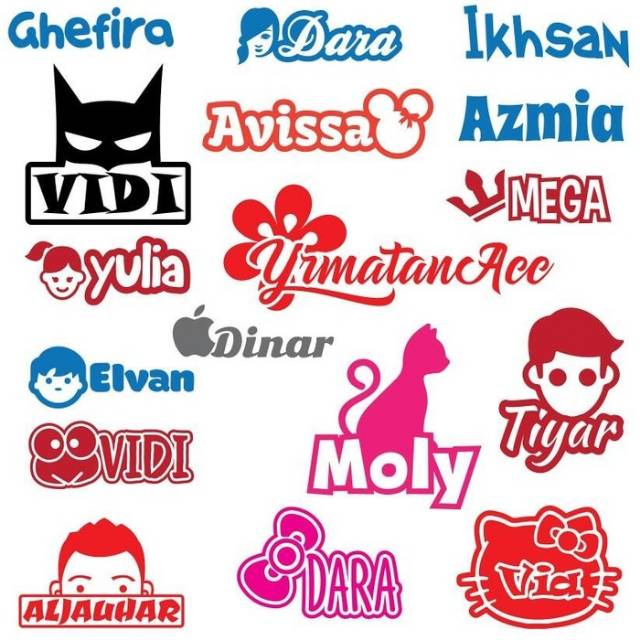 Jual Cutting Sticker nama (Nama + icon) | Shopee Indonesia