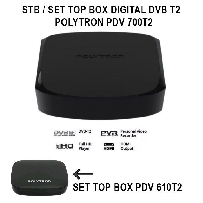 Jual SET TOP BOX POLYTRON PDV-610T2 PDV-700T2 DVB T2 TV RECEIVER STB ...