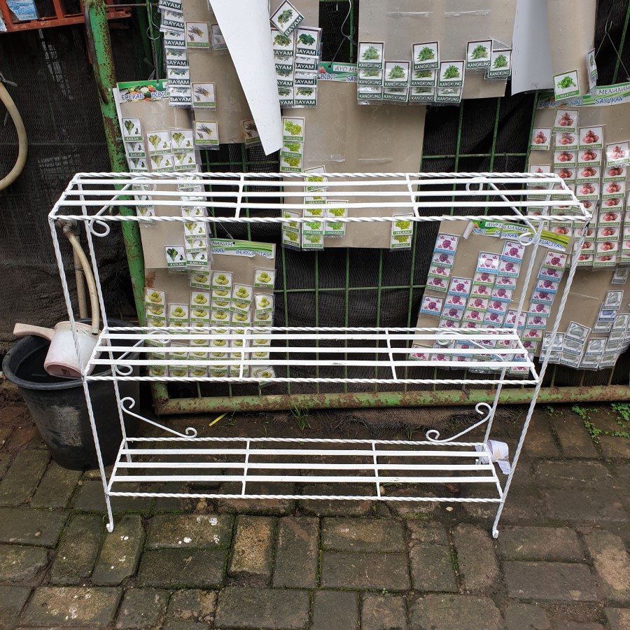 Jual RAK BESI POT BUNGA 3 SUSUN SATE GOJEK GRAB ONLY (PUTIH) | Shopee ...