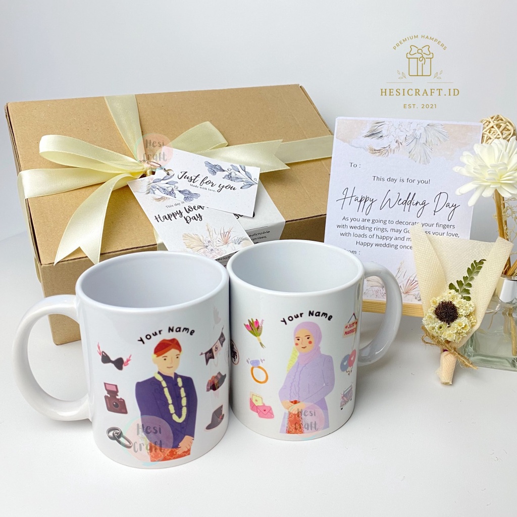 Jual Mug Couple Custom/ Hampers Wedding Mug/ Gift Box Wedding/ Kado ...