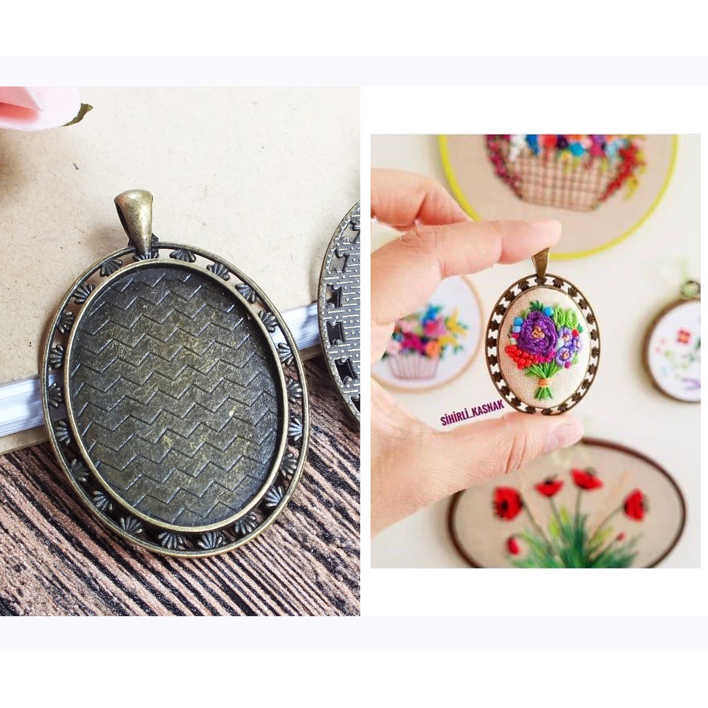 Jual Kalung Frame Oval Lonjong Besar Fit 3x4 CM (30x40 MM) Cabochon ...