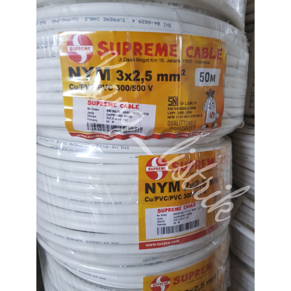 Jual KABEL LISTRIK SUPREME NYM 3x2,5 / KABEL NYM SUPREME 3X2.5 50MTR ... Jual KABEL LISTRIK SUPREME NYM 3x2,5 / KABEL NYM SUPREME 3X2.5 50MTR ...