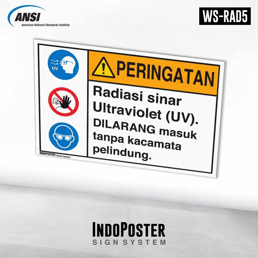 Jual Stiker K3 Safety Sign Bahaya Radiasi Ultraviolet Wajib Kacamata ...