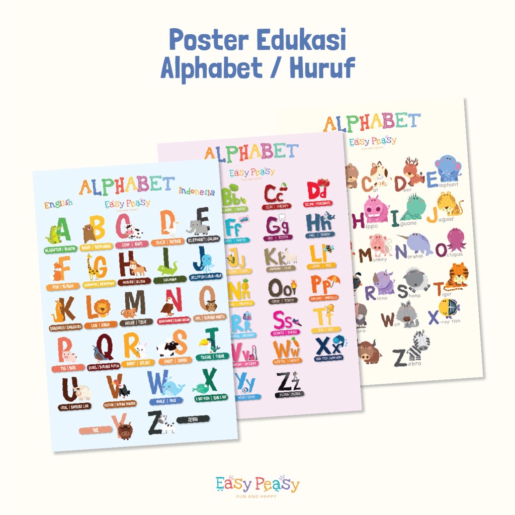 Jual Easy Peasy - Poster Edukasi Anak - Poster Alphabet Abjad Huruf ...