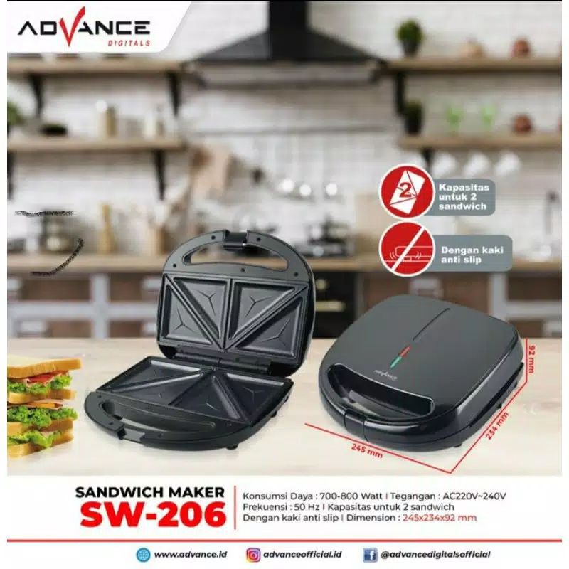 Jual advance sw 206 pemanggang roti sandwich toaster wafle | Shopee ...