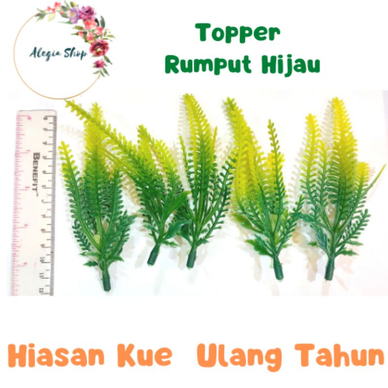 Jual Topper hiasan kue ulang tahun rumput pohon kelapa murah per 5 pcs ...