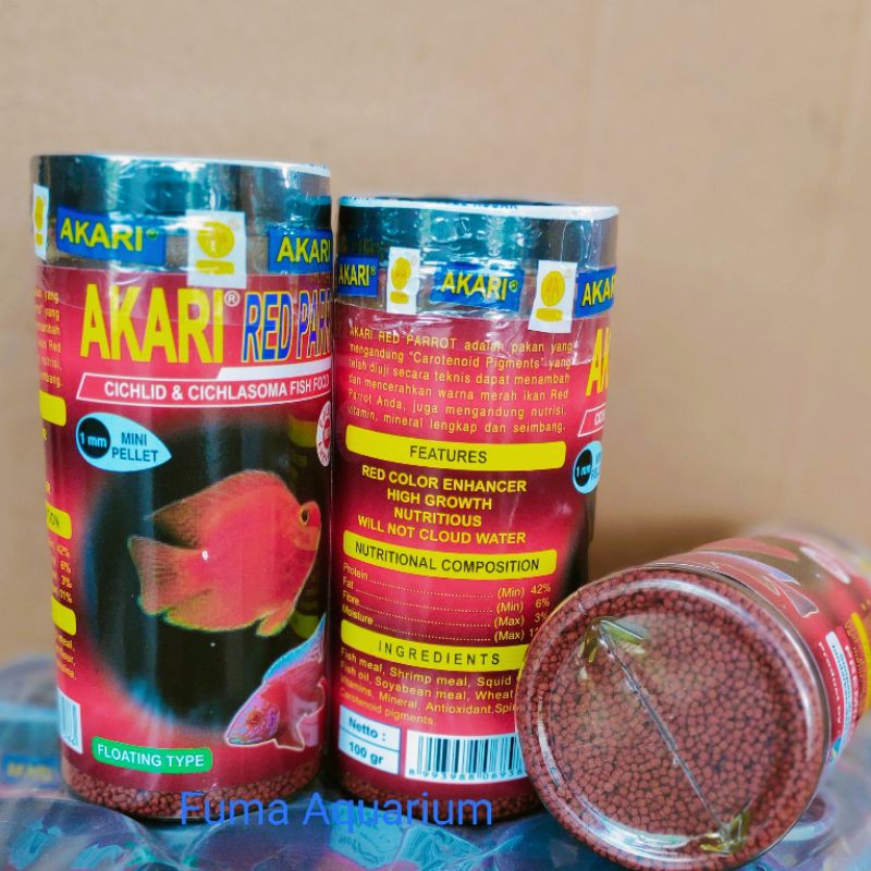 Jual Akari RED PARROT Cichlid & Cichlasoma Fish Food 100gr Mini Pellet ...