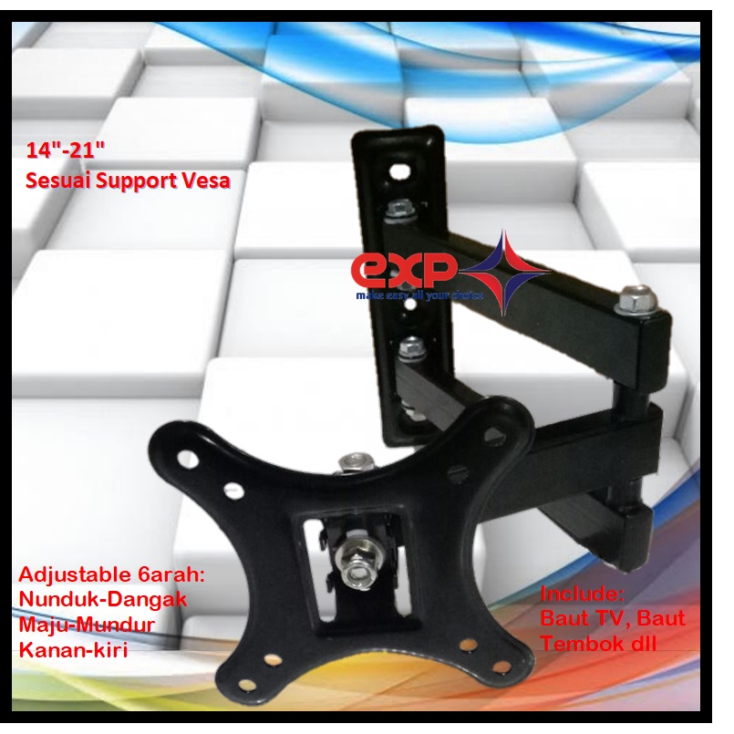 Jual Bracket TV POLYTRON 14 s/d 43 inch 6 ARAH FULL BESI SUPER KOKOH ...