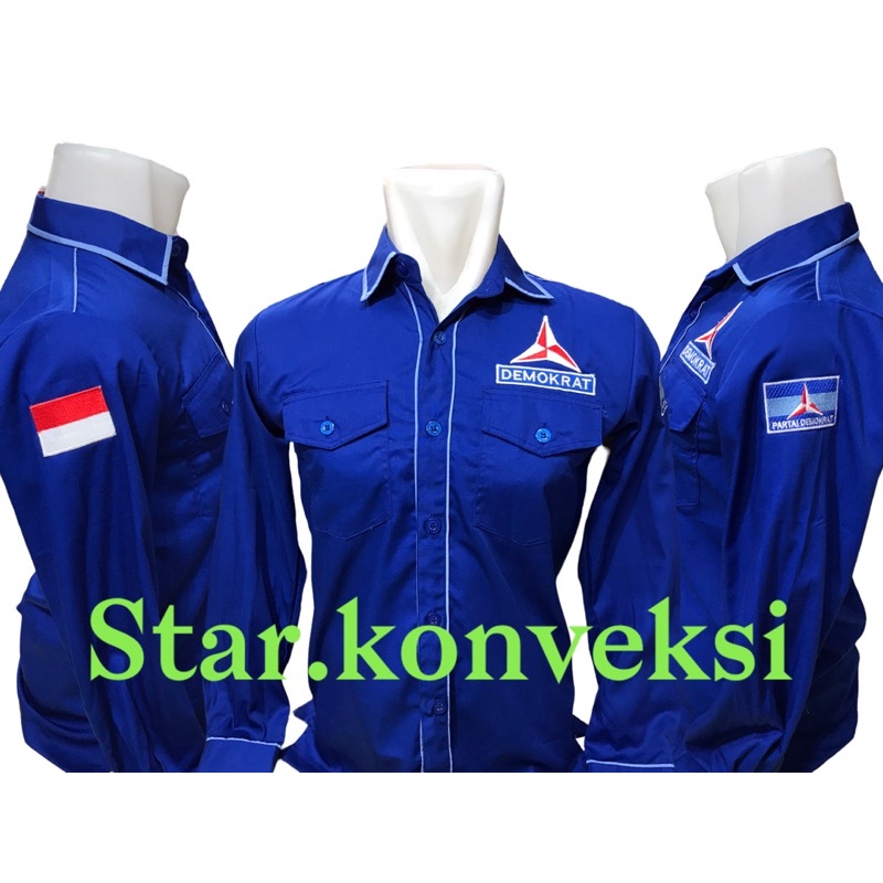 Jual Seragam Kemeja PDH Original Partai Demokrat AHY Model Terbaru Full ...