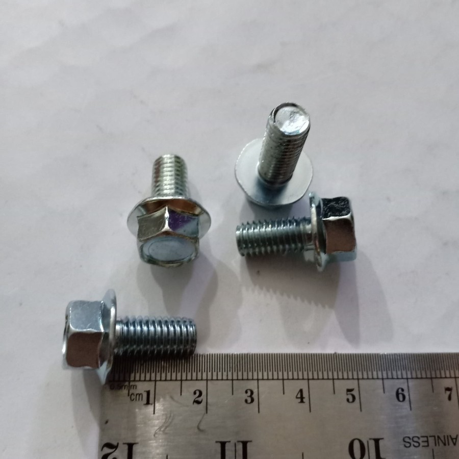 Jual BAUT TOPI / FLANGE BOLT PUTIH M8 X 15MM ( KUNCI 12) | Shopee Indonesia