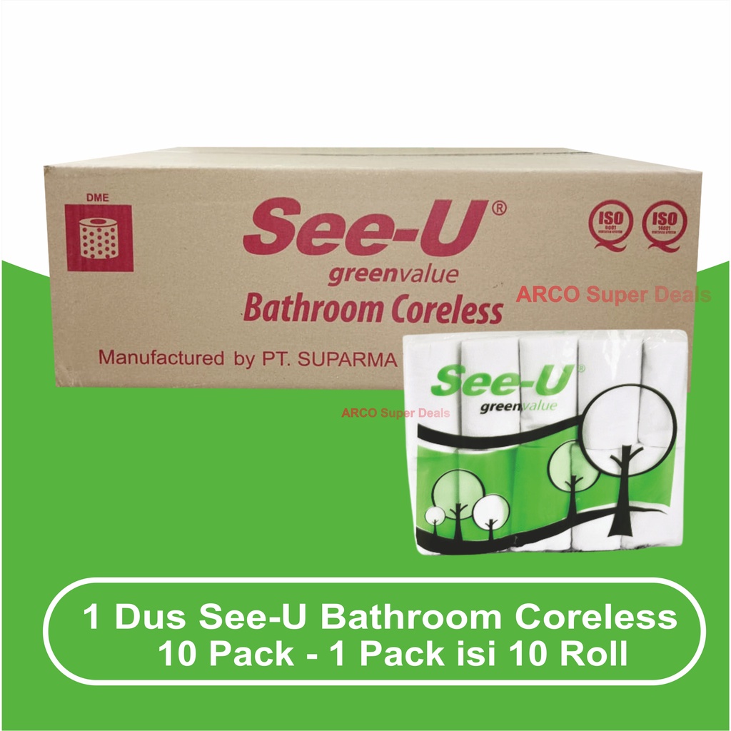 Jual 1 DUS Tissue See-U Bathroom Emboss Coreless Green Value Tisu ...