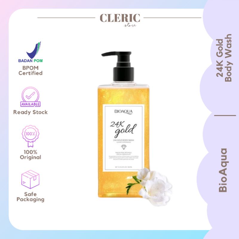 Jual BIOAQUA 24K GOLD BODY WASH SABUN MANDI EMAS ENGLISH PEAR 400ML BPOM | Shopee Indonesia