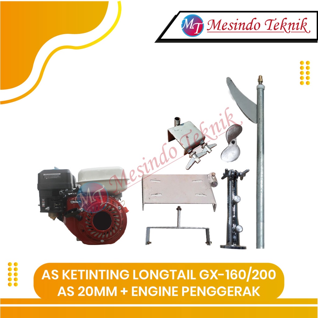Jual AS KETINTING LONGNTAIL AS 20MM /GX-160/200 SET + Mesin penggerak ...