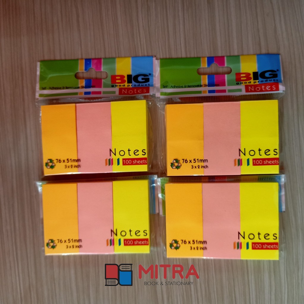 Jual Stick note / post it BIG 76x51mm 3 warna | Shopee Indonesia