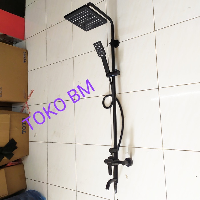 Jual shower-tiang- shower coloumn panas dingin black matte/shower ...