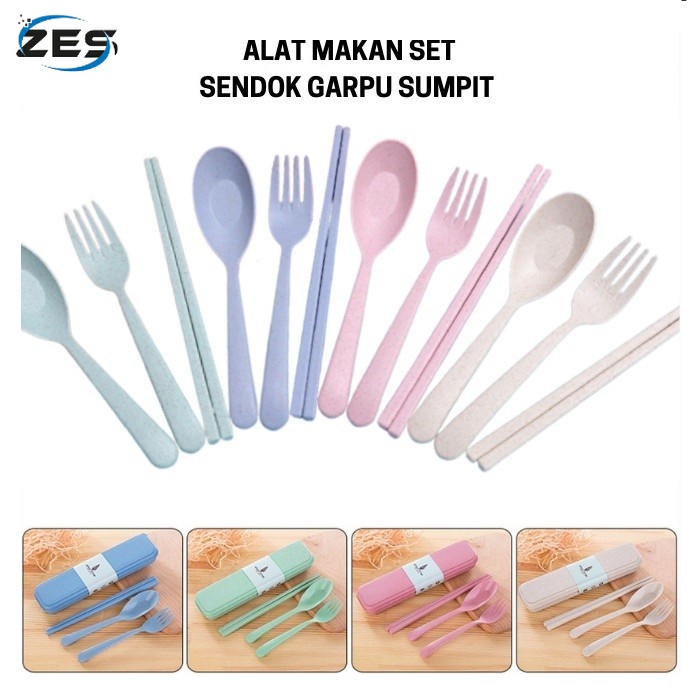 Jual SG33- Sendok Set Jerami (Sendok + Garpu + Sumpit + Box) | Shopee ...