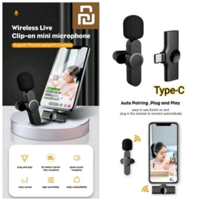 Jual Mic Wireless Hp Vlog Youtuber Portable Microphone Mic Clip On Wireless | Shopee Indonesia