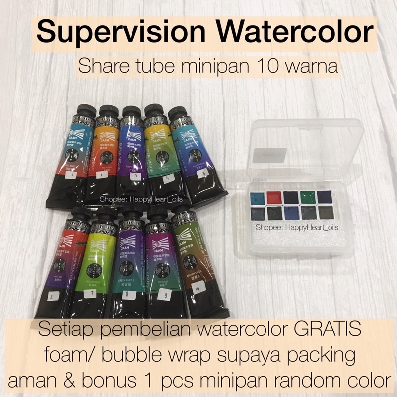 Jual Supervision Watercolor 10 warna share tube minipan | Shopee Indonesia