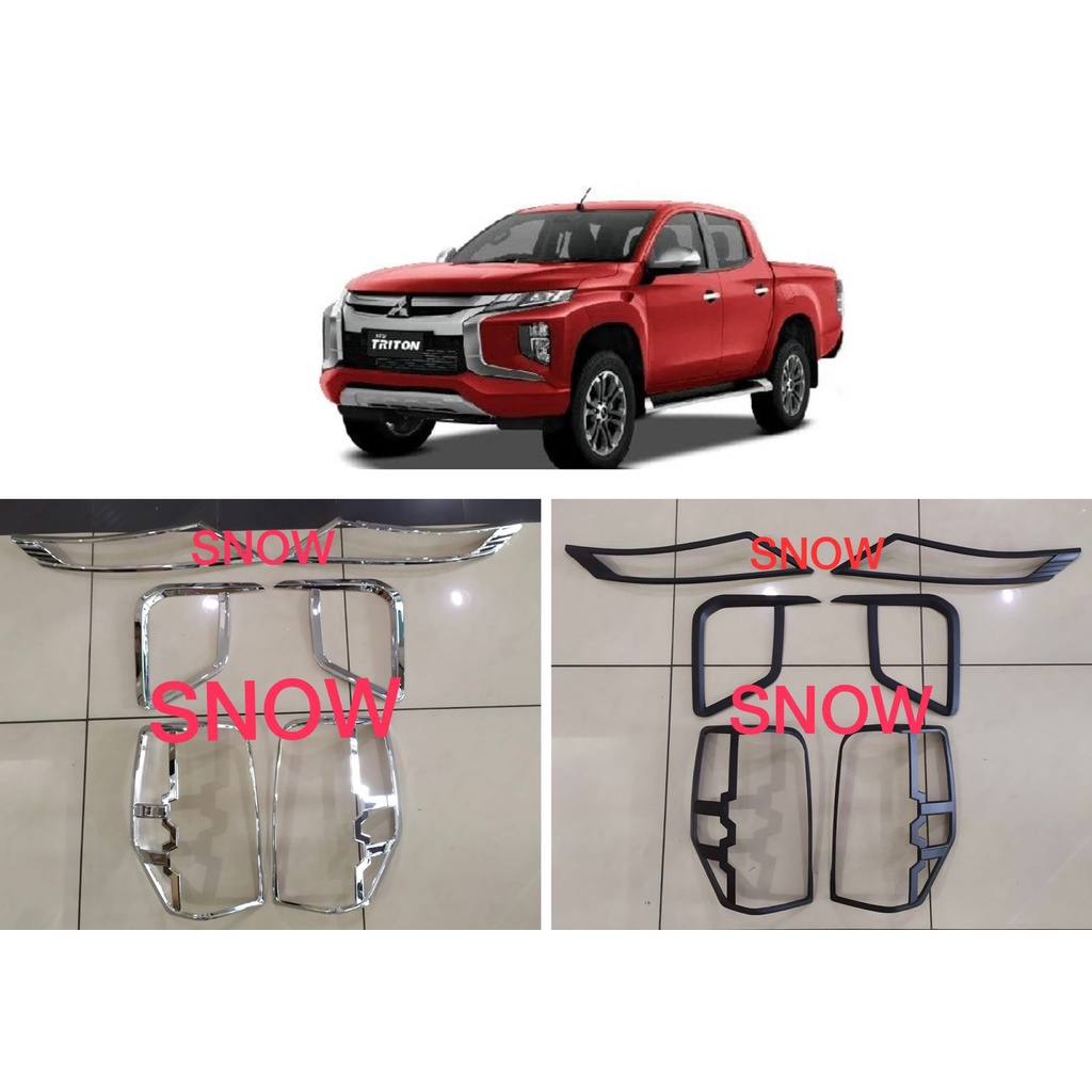 Jual Paket Garnish Lampu Depan Belakang All New Triton 2019 2022 2023 2024 Up Hitam Chrome ...
