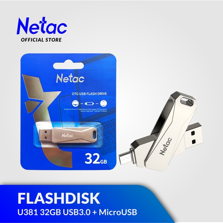 Jual Netac Flashdisk U381 USB3.0 With MicroUSB Dual Flash Drive 32GB ...