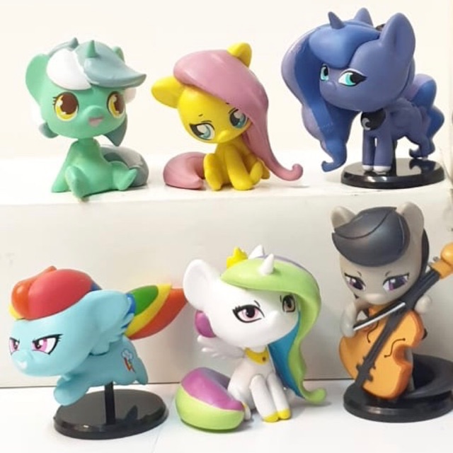 Jual Cake Topper Figure Kuda Pony My Little Pony Chibi Biola Set isi 6 ...