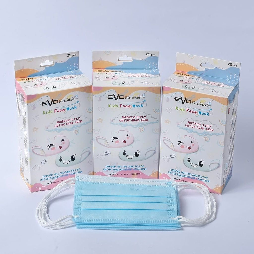 Jual Evo Plusmed Masker Anak Medis 3ply isi 25pcs | Shopee Indonesia
